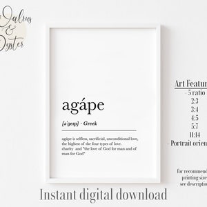 Agape Definition, Greek Decor, Greek Poster,, Greece Home Decor, Agape ...
