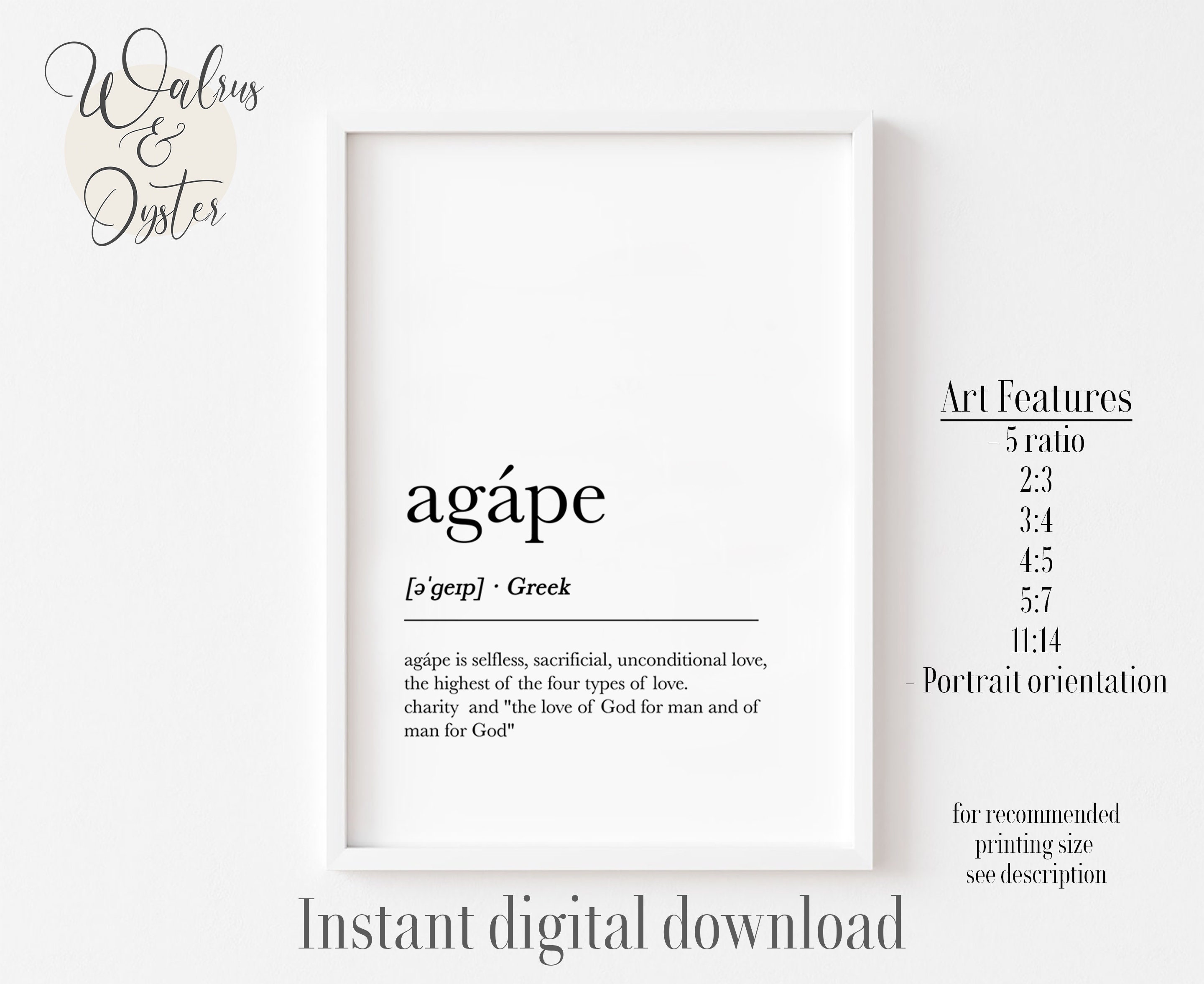 Agape Definition Greek Decor Greek Poster Greece Home - Etsy UK