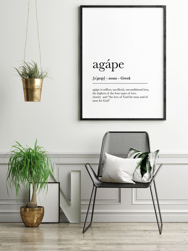 Agape Definition Greek Decor Greek Poster Greece Home | Etsy