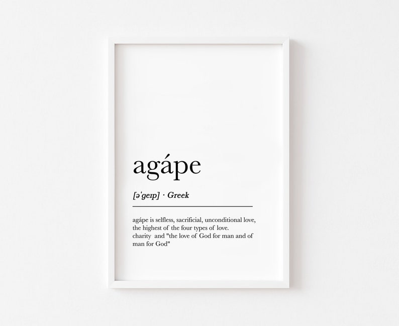 Agape Definition Greek Decor Greek Poster Greece Home - Etsy