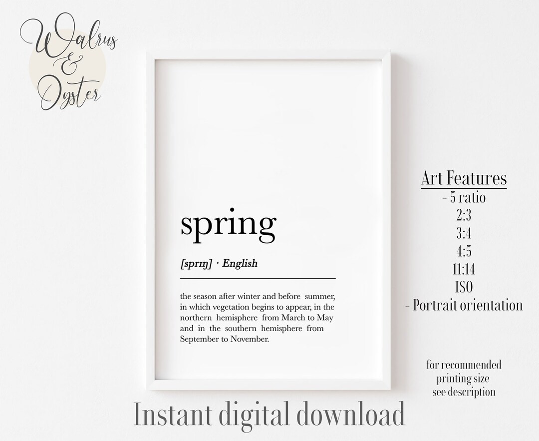 Spring Definition Print, Nordic Definition, Spring Poster, Fall ...