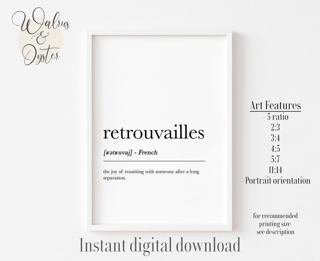 Retrouvailles Definition Print, French Print, French Decor Print ...