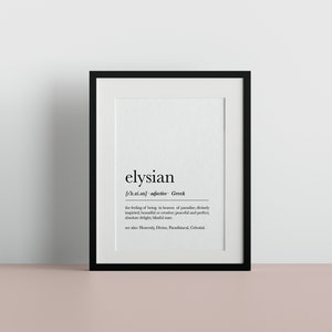 Elysian Definition Print Wall Art Greek Definition Greece - Etsy