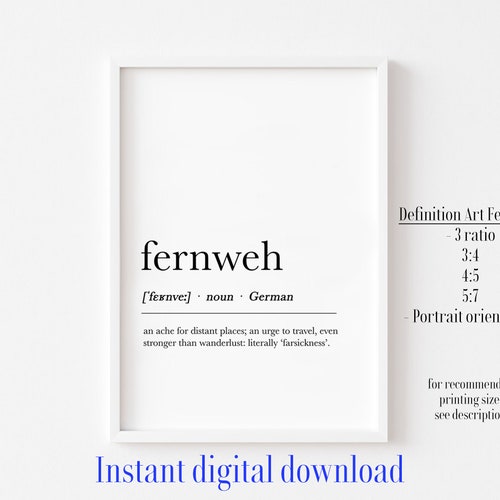 Fernweh Minimalist Art Travel Fernweh Definition - Etsy