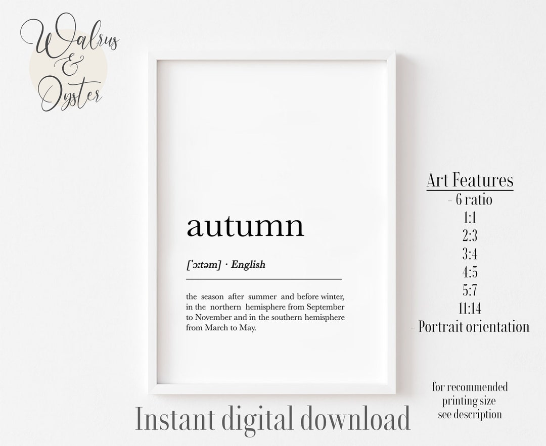 Autumn Definition Print, Nordic Definition, Autumn Poster, Fall ...