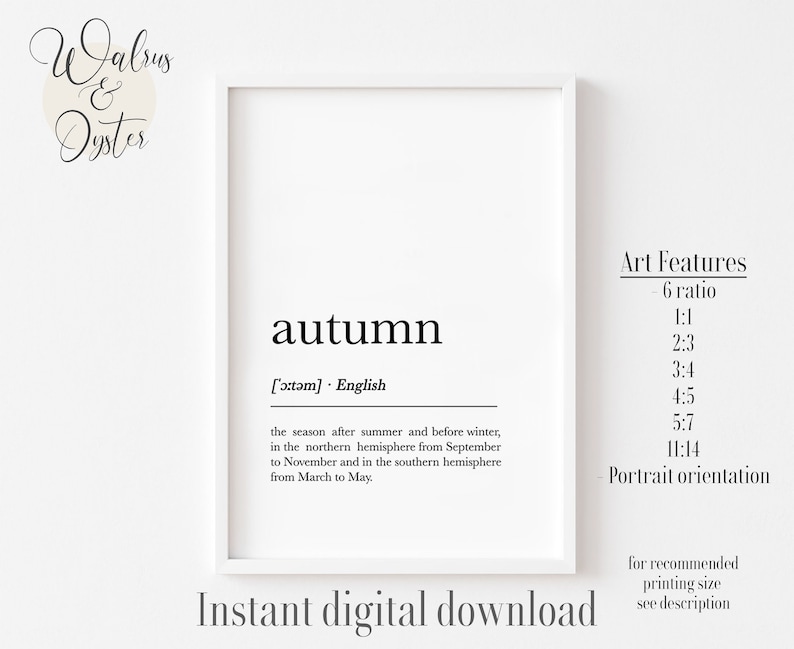 Autumn Definition Print Nordic Definition Autumn Poster - Etsy