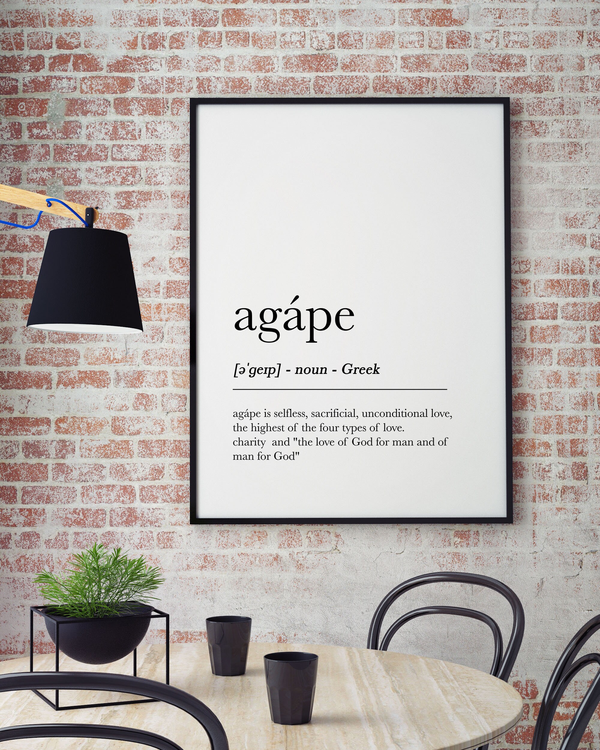 Agape Definition Greek Decor Greek Poster Greece Home | Etsy