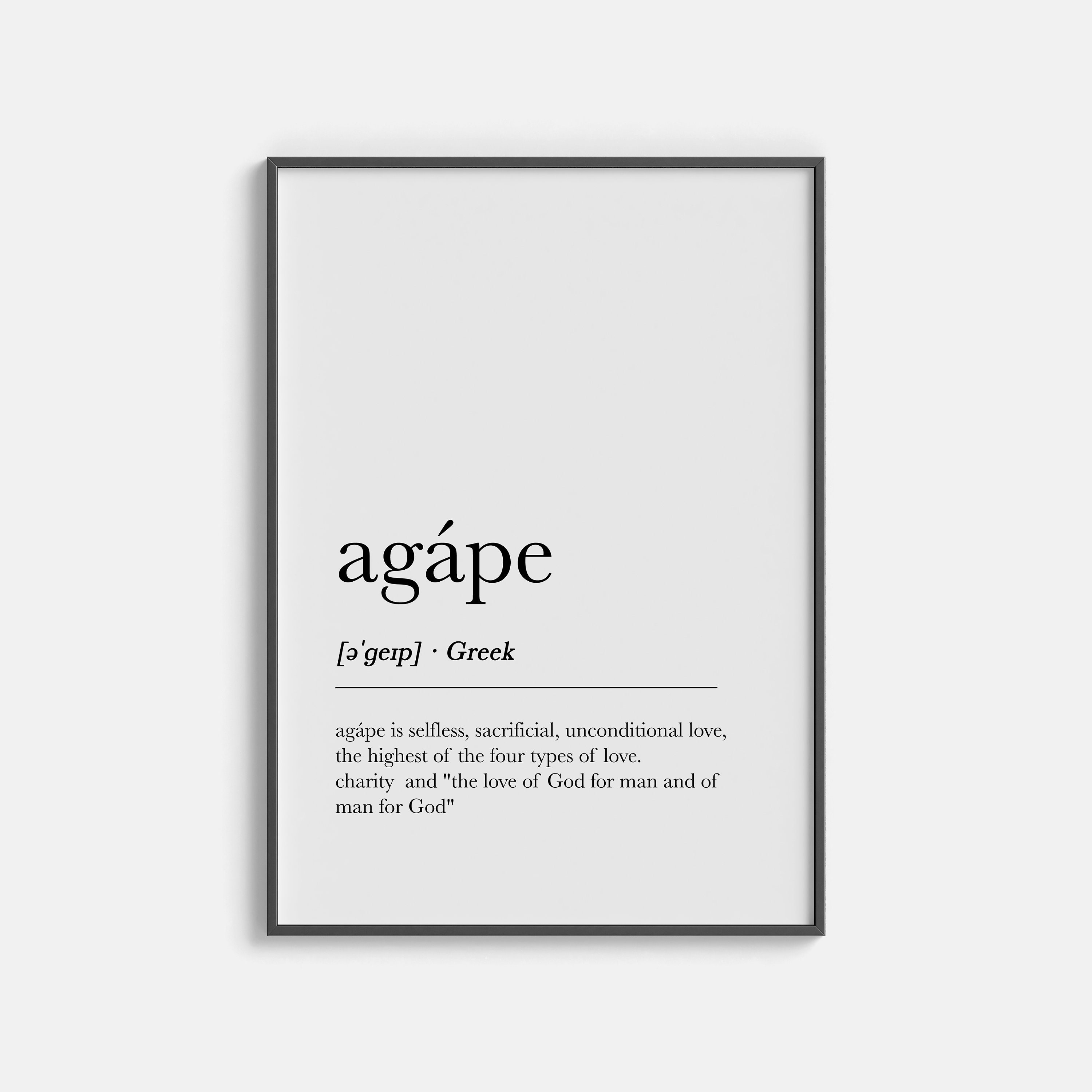 Agape Definition Greek Decor Greek Poster Greece Home - Etsy UK