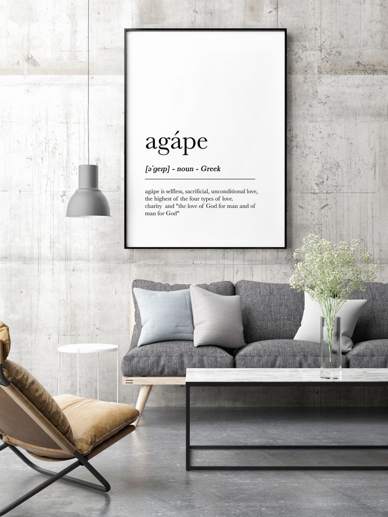 Agape Definition Greek Decor Greek Poster Greece Home | Etsy