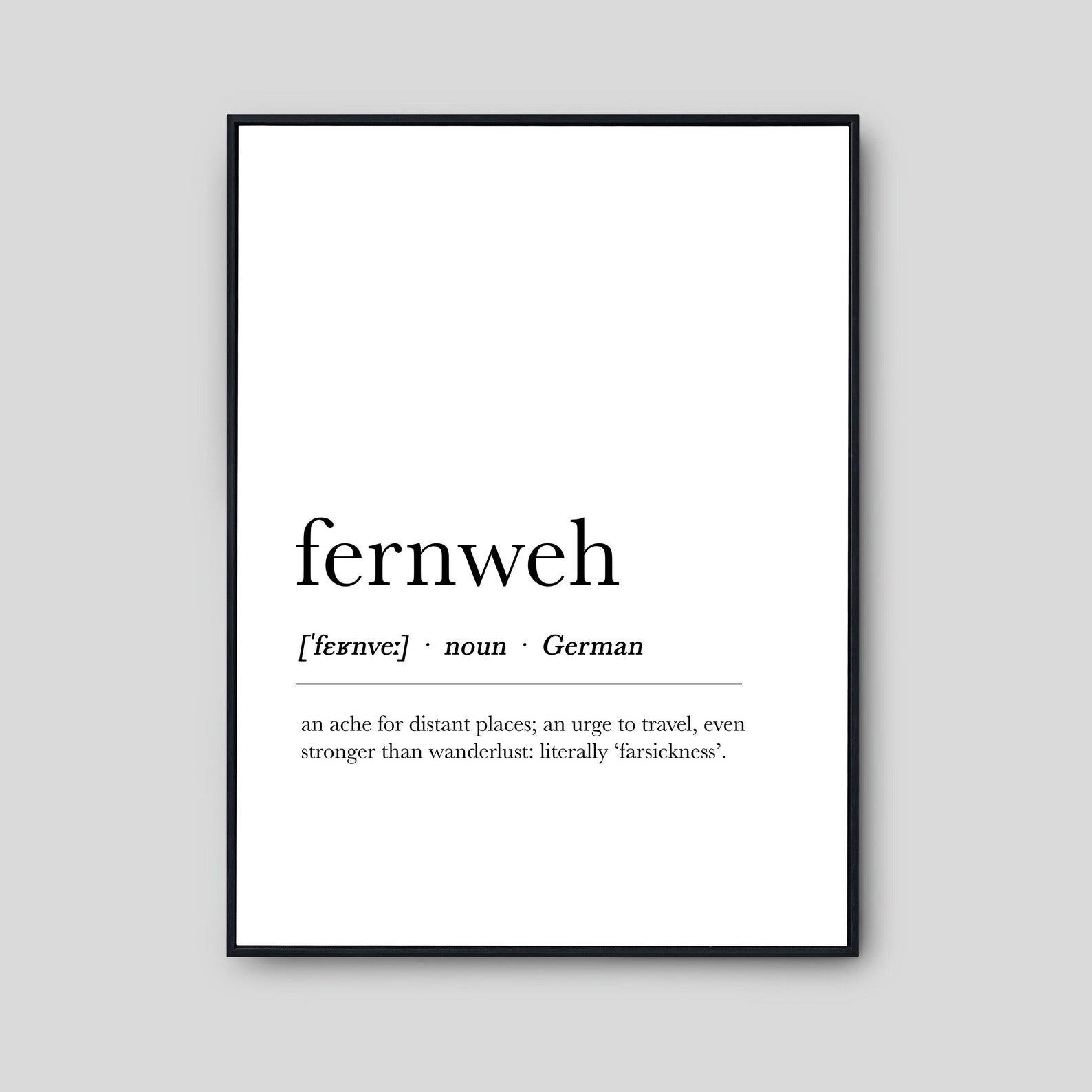 Fernweh Definition Print Nordic Definition Nordic Decor - Etsy