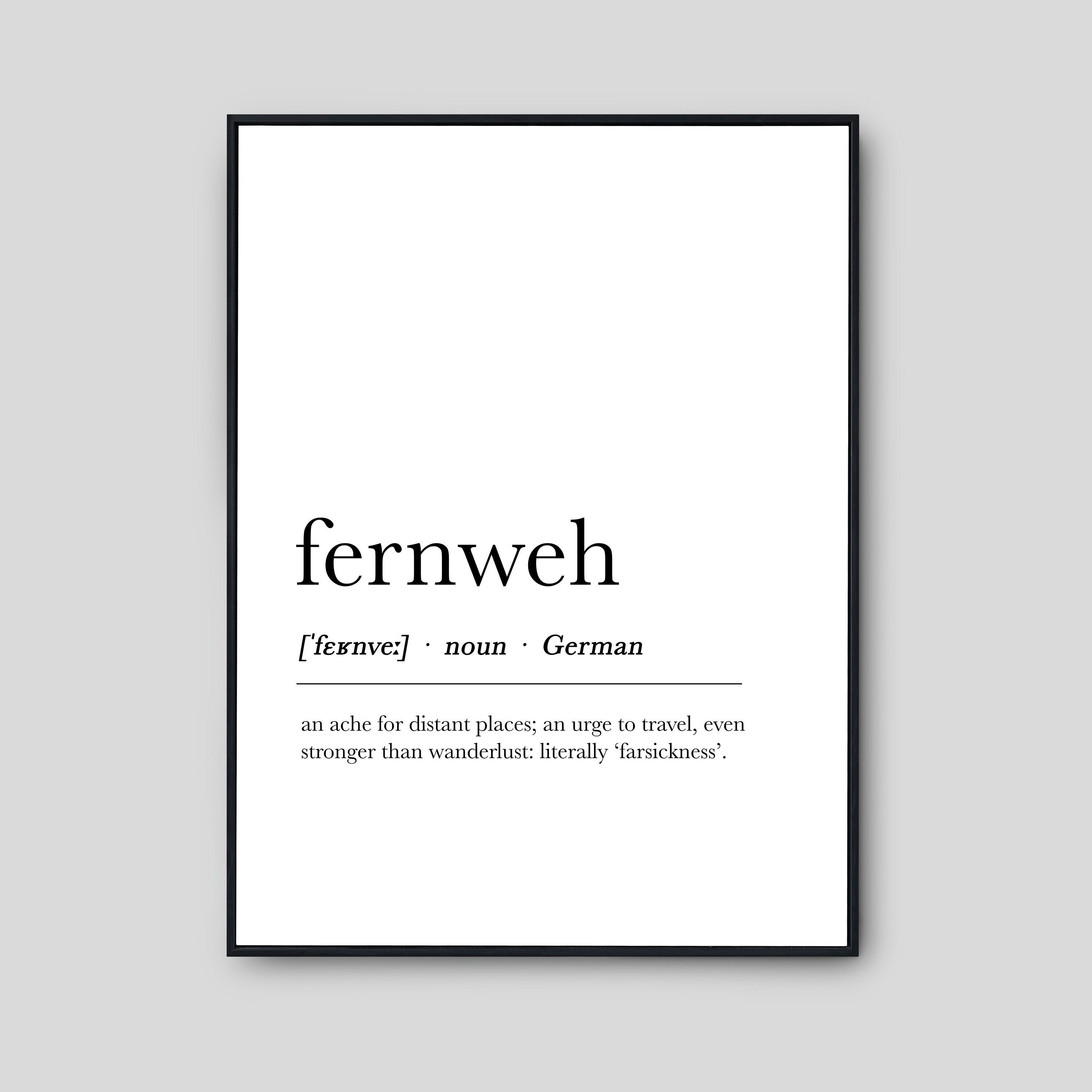 Fernweh Definition Print Nordic Definition Nordic Decor - Etsy