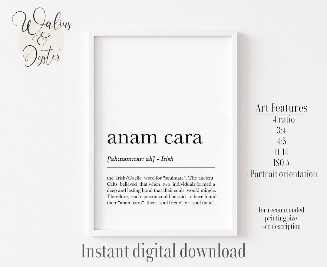 Irish Definition Print, Anam Cara Gaeilge Definition, Mo Anam Cara ...