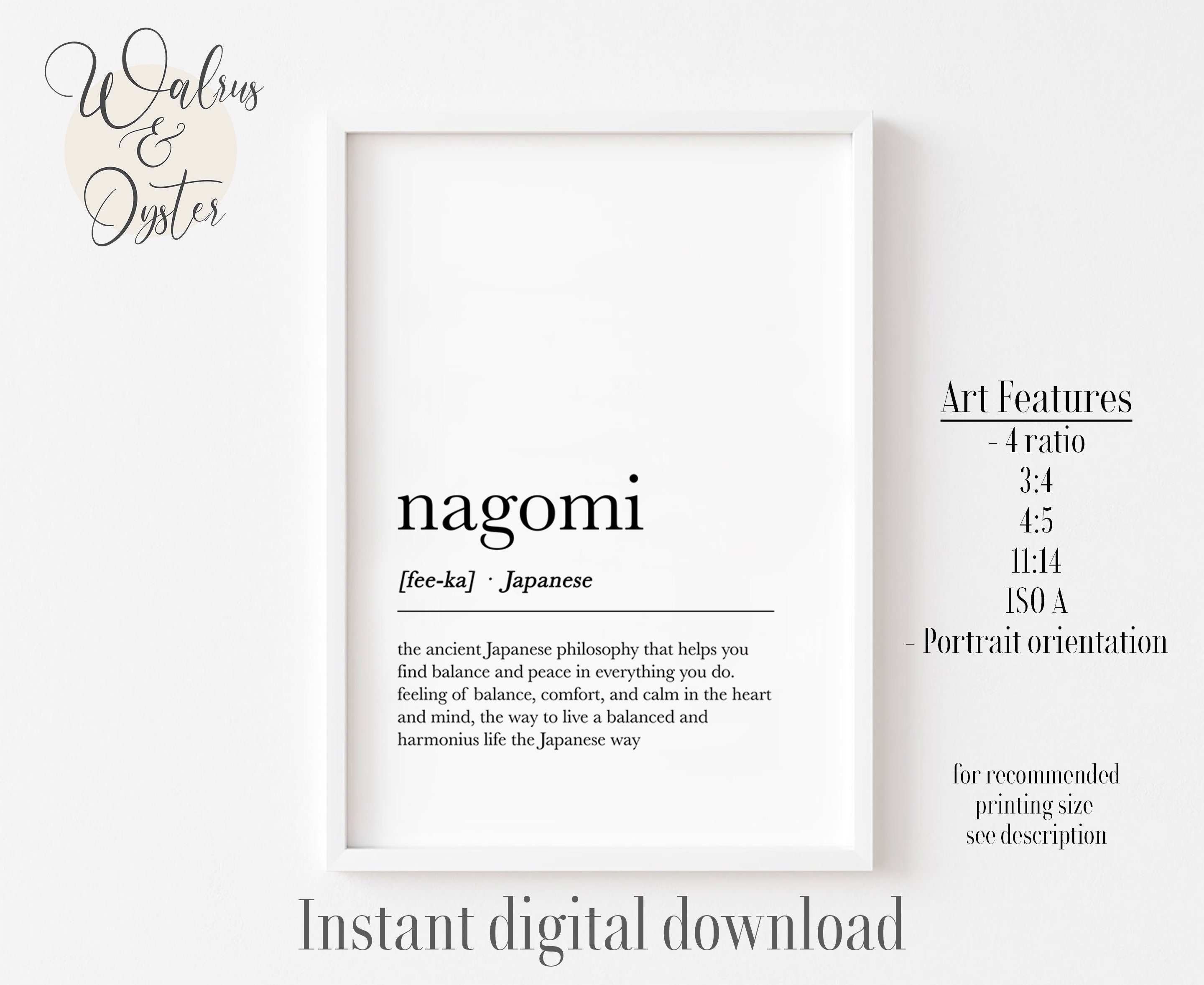 Nagomi Definition, Nagomi Printable Wall Art, Japanese Wall Art ...