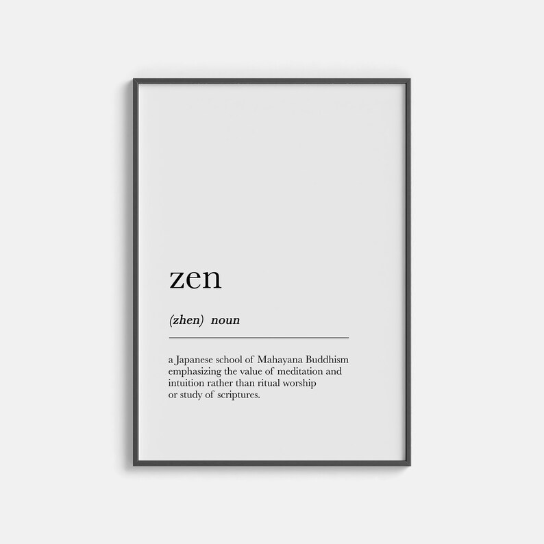 Zen Definition Zen Wall Art Print Nordic Definition - Etsy