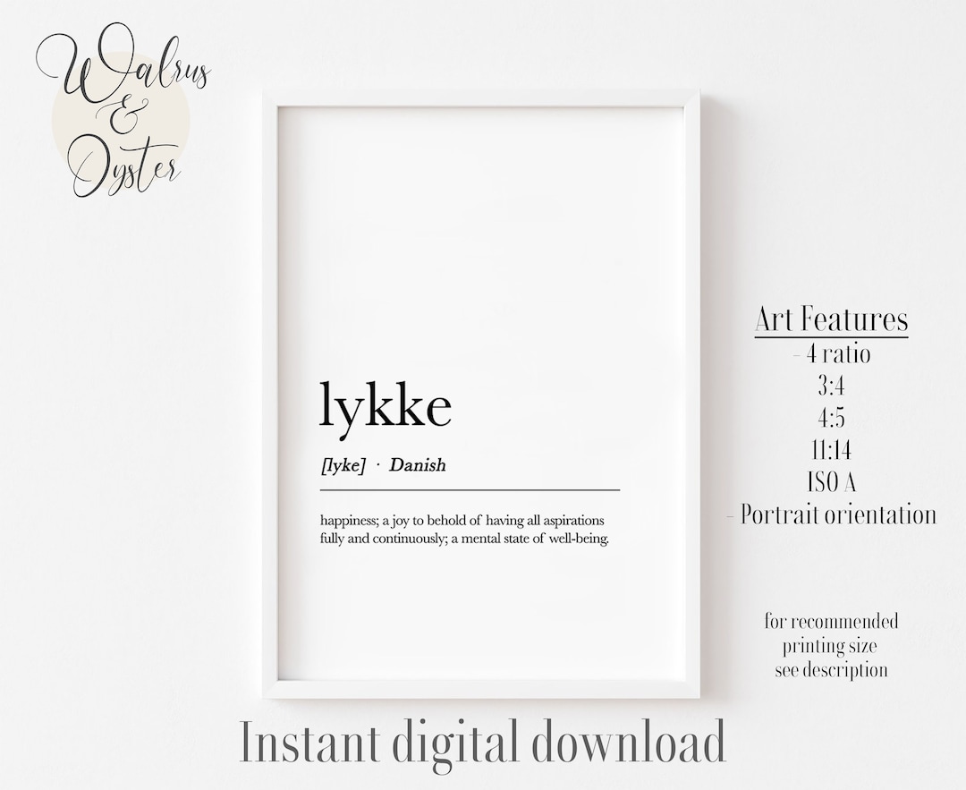 Lykke Definition Print: Skandinavisches Nordisches Dekor (Digitaler ...