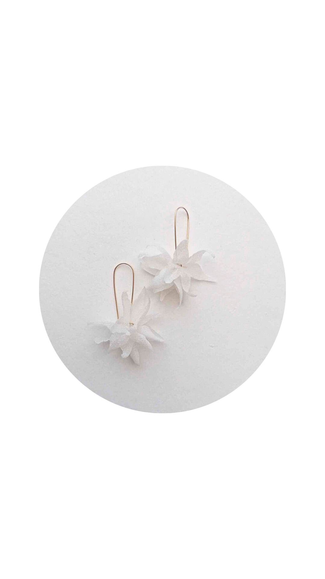 Sachna - White Silk Flower Drop Bridal Earrings. Long Wedding Earrings ...