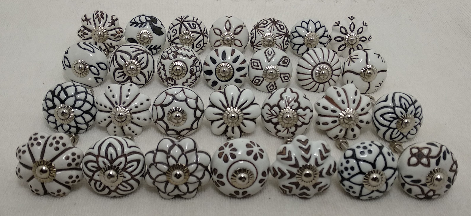 White Vintage Ceramic Knobs Handmade Knobs Kitchen Cabinet - Etsy
