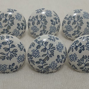 Blue and White Flat Ceramic Knobs Kitchen Cabinet Drawer Knobs Cabinet Knobs Cupboard Knobs ...