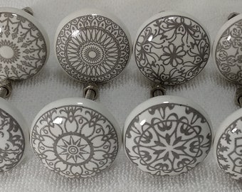 Grey & White Ceramic Knobs Kitchen Cabinet Drawer Knobs - Etsy Australia
