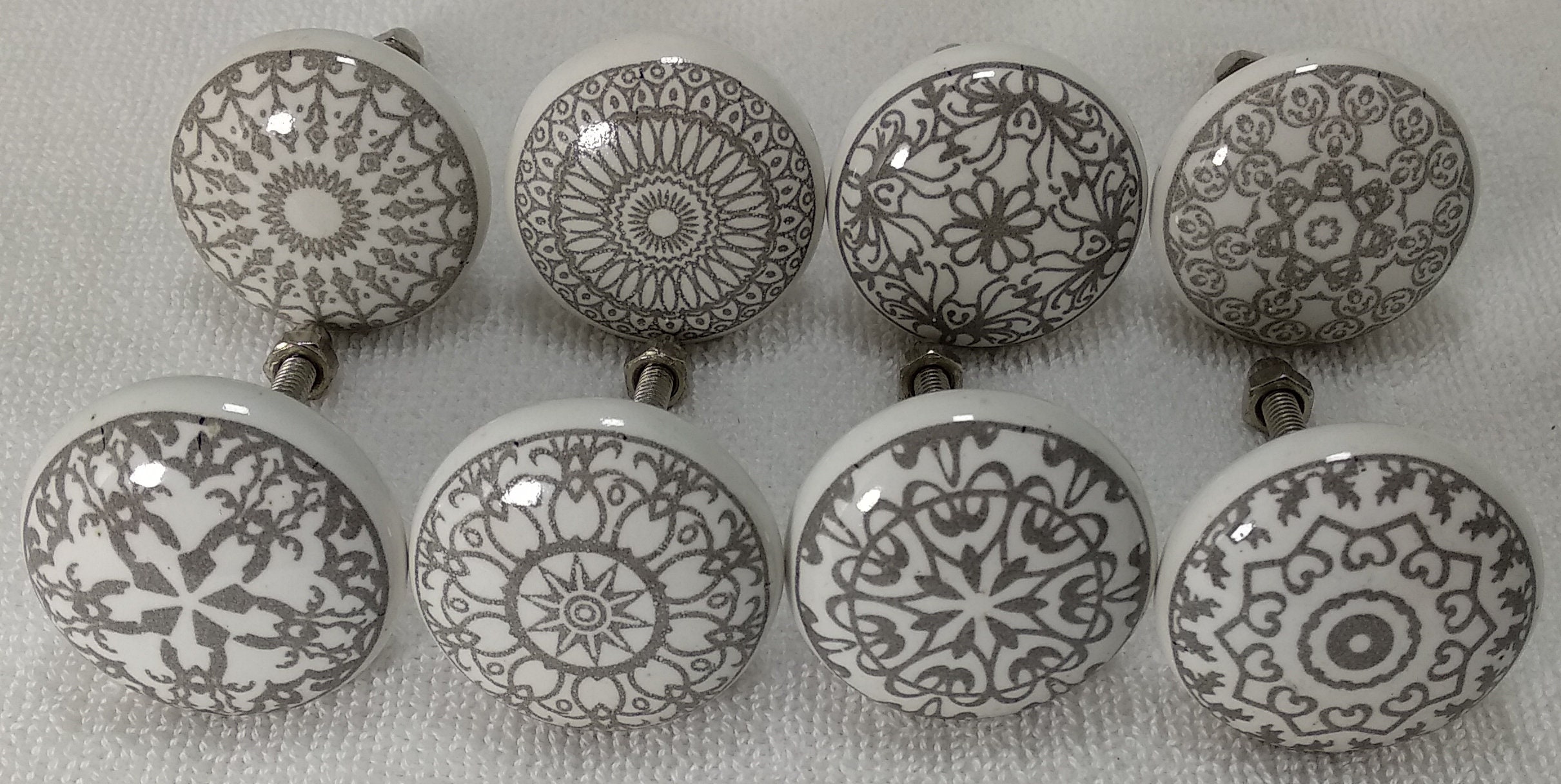 Grey & White Ceramic Knobs Kitchen Cabinet Drawer Knobs - Etsy