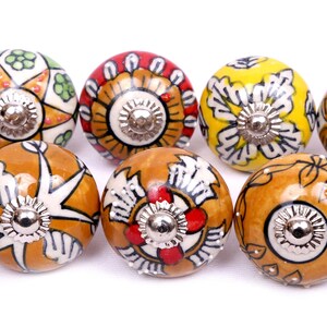 Mango Yellow Color Ceramic Knobs Handpainted Kitchen Cabinet Drawer Pulls Handmade Ceramic Door ...