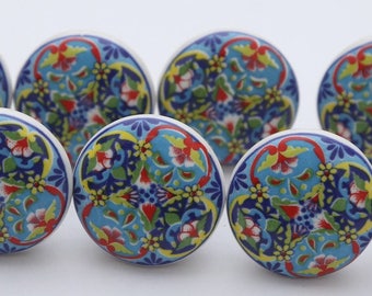 Multicolor Ceramic Knobs Handmade Hand Painted Ceramic Door Knobs Kitchen Cabinet Drawer Pulls ...