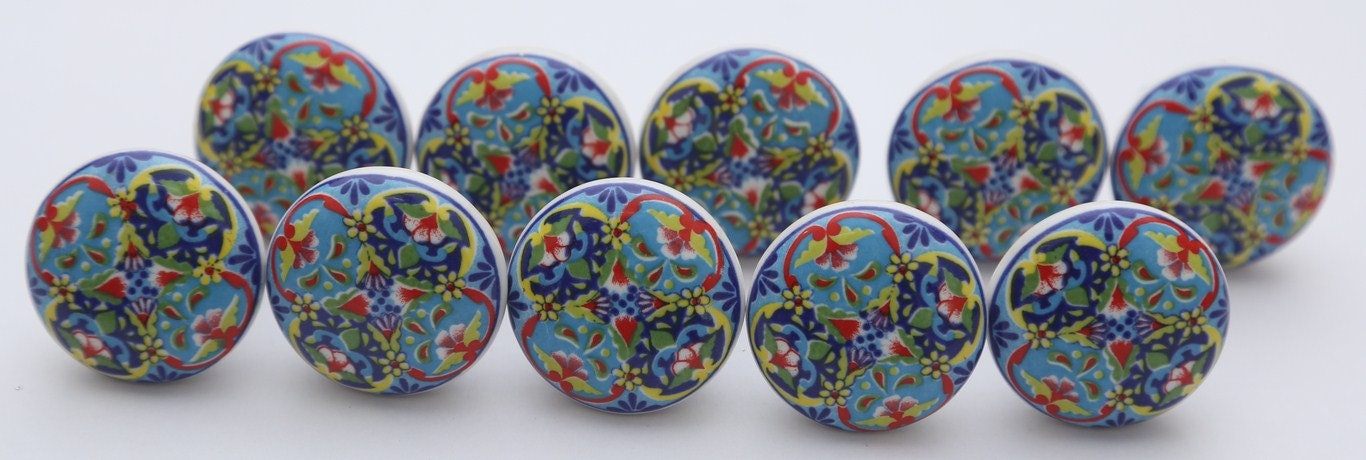 Multicolor ColorFull Stylish Ceramic Knobs Kitchen Cabinet | Etsy