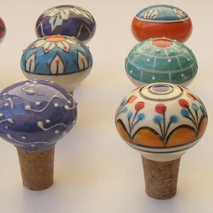 Assorted Ceramic Handpainted Wine Bottle Stopper, Bottle Stopper ...