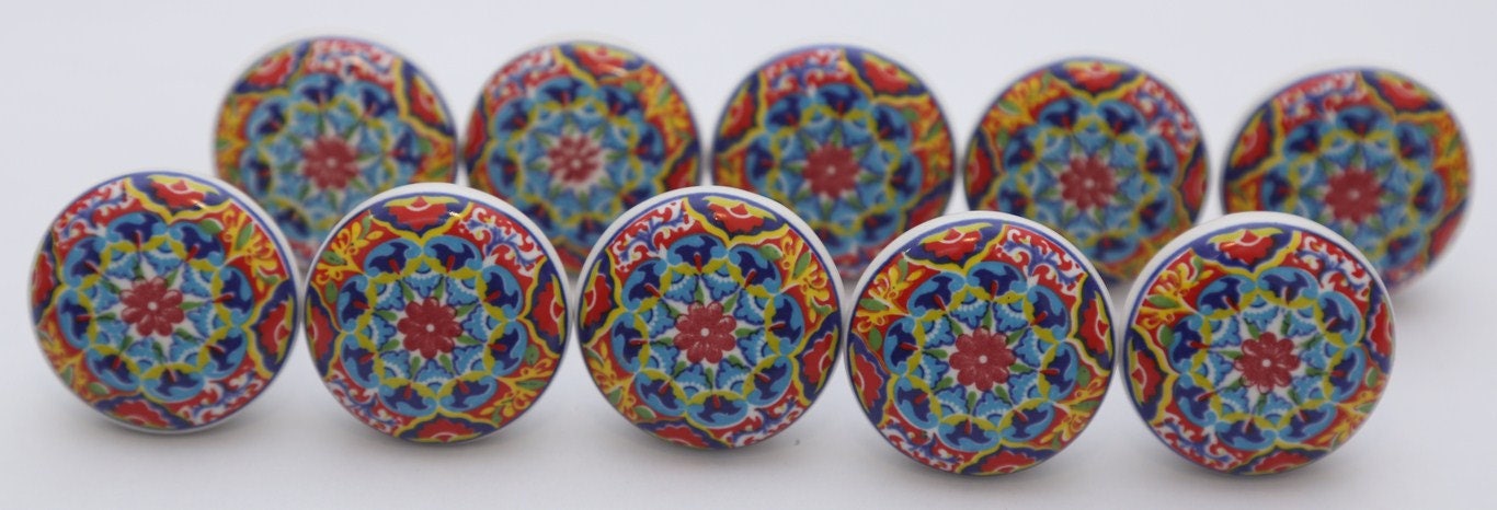 ColorFull Ceramic Knobs Kitchen Cabinet Drawer Pulls Ceramic | Etsy