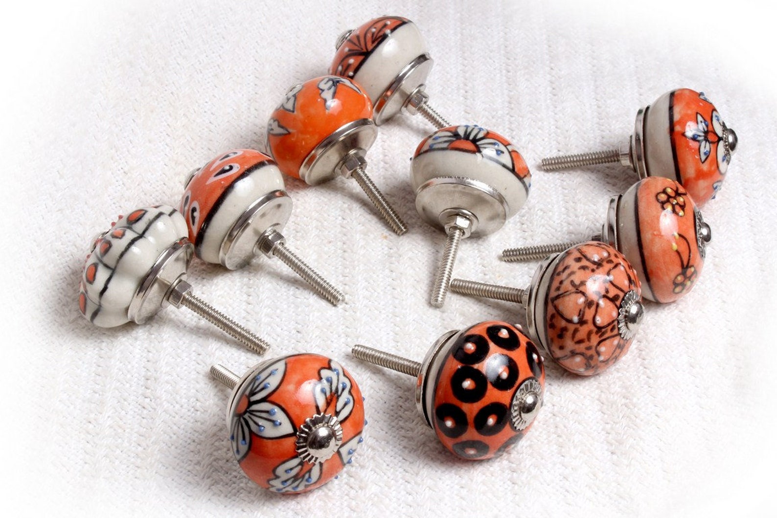 Emboss Orange Color Ceramic Knobs Handpainted Kitchen Cabinet - Etsy
