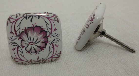 Lot of 10 Square Pink Ceramic Knobs Kitchen Cabinet Drawer | Etsy