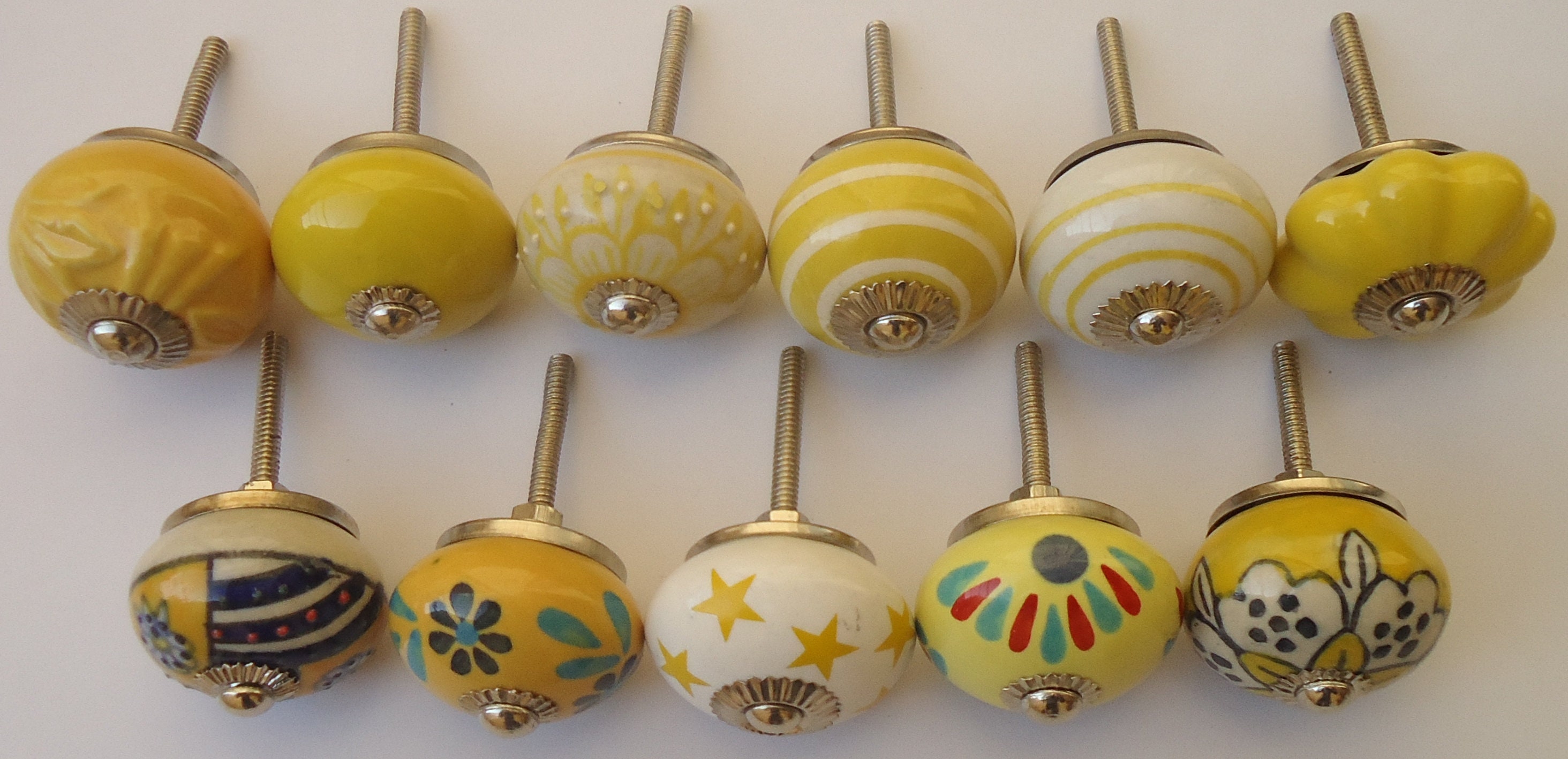 Yellow Color Mixed Assorted Design Ceramic Knobs Kitchen - Etsy