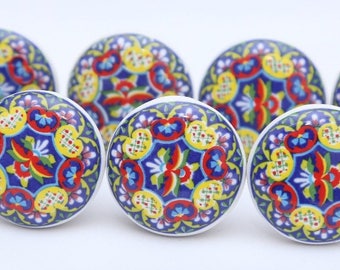 Multicolor Ceramic Knobs Handmade Hand Painted Ceramic Door Knobs Kitchen Cabinet Drawer Pulls ...