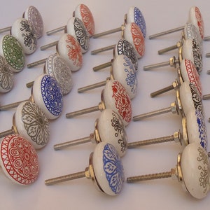 Assorted Flat Ceramic Knobs Multicolor Multidesign Ceramic Door Knobs Kitchen Cabinet Drawer ...