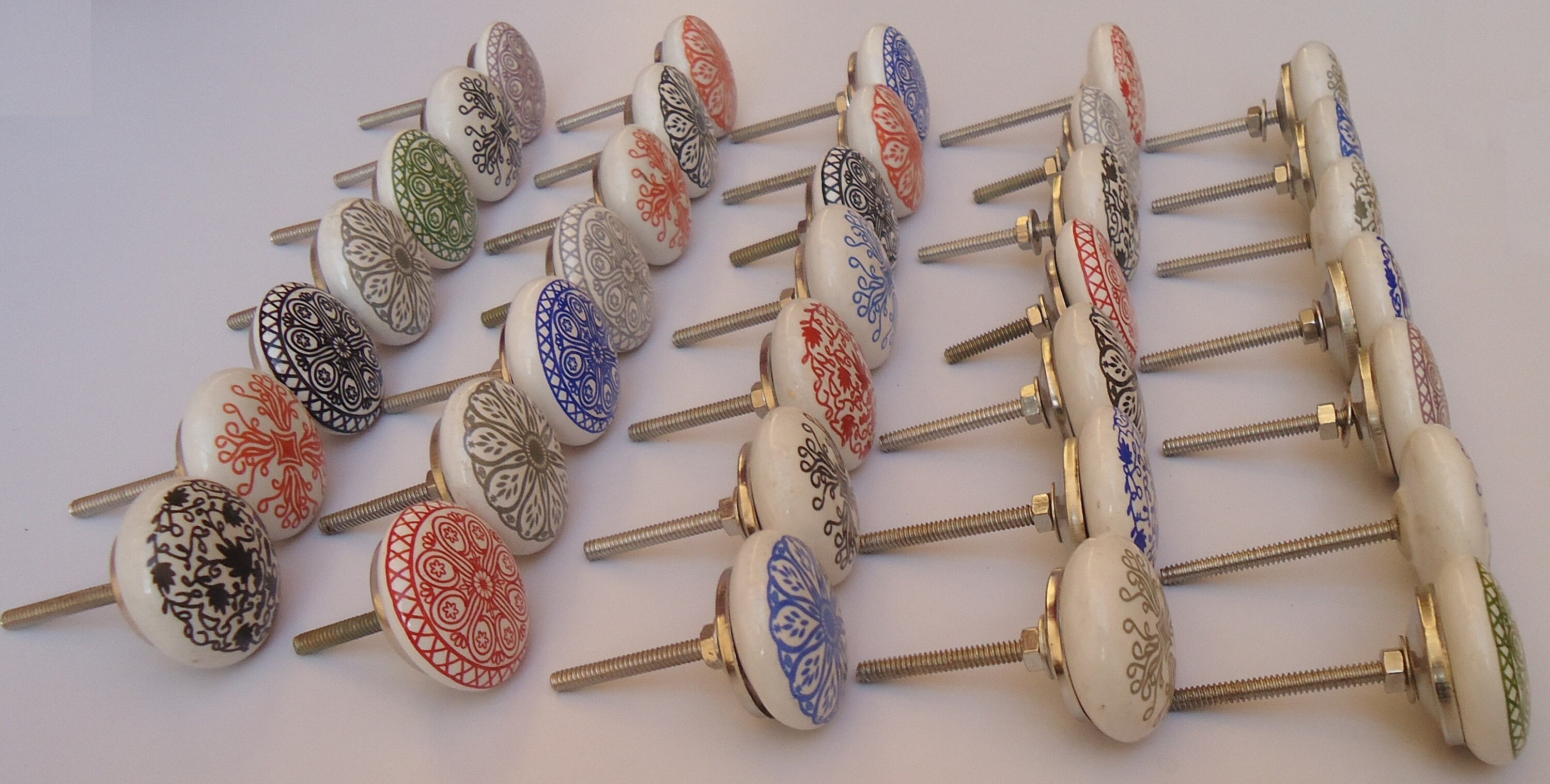 Assorted Flat Ceramic Knobs Multicolor Multidesign Ceramic - Etsy