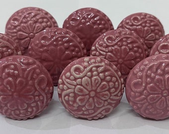 Pink Vintage Ceramic Door Knobs Handpainted Kitchen Cabinet Drawer Knobs Hardware Knobs Drawer ...