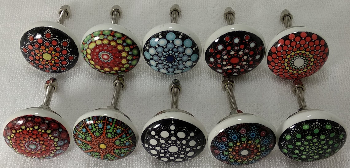 Multi Color Ceramic Knobs Kitchen Cabinet Drawer Knobs - Etsy