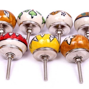 Mango Yellow Color Ceramic Knobs Handpainted Kitchen Cabinet Drawer Pulls Handmade Ceramic Door ...