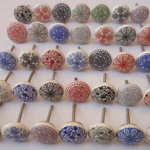 Assorted Flat Ceramic Knobs Multicolor Multidesign Ceramic Door Knobs Kitchen Cabinet Drawer ...