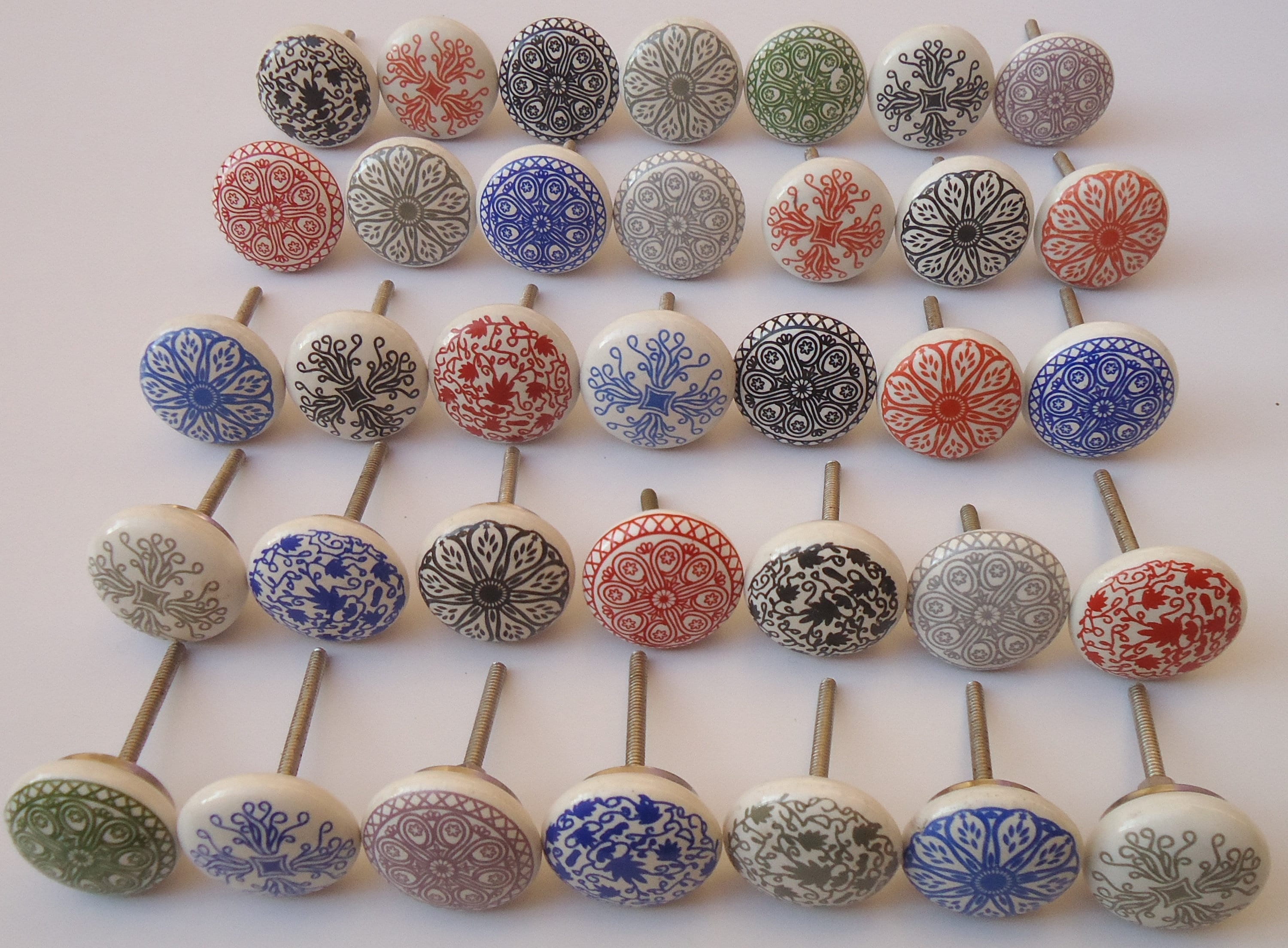 Assorted Flat Ceramic Knobs Multicolor Multidesign Ceramic - Etsy