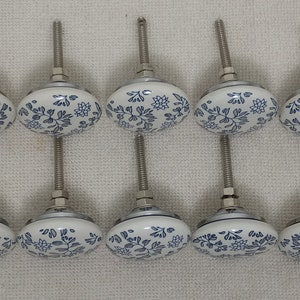 Blue and White Flat Ceramic Knobs Kitchen Cabinet Drawer Knobs Cabinet Knobs Cupboard Knobs ...