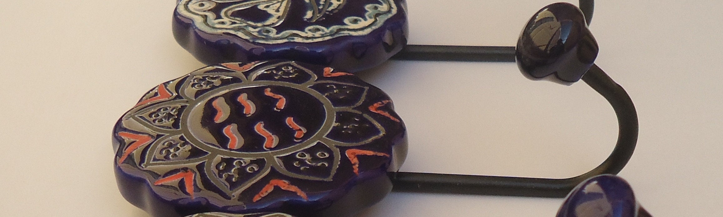 Blue Color Ceramic Wall Hooks Multi Color Handmade Handpainted | Etsy