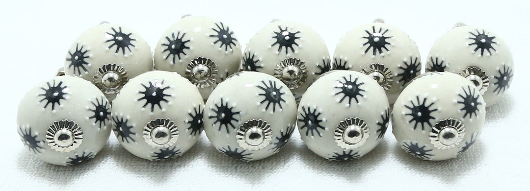 10 Knobs Multicolor Emboss Ceramic Knobs Hanmade Handpainted - Etsy