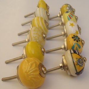 Yellow Color Mixed Assorted Design Ceramic Knobs Kitchen Cabinet Drawer ...