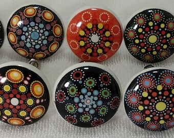 Multicolor Emboss Ceramic Knobs Kitchen Cabinet Drawer Knobs Cupboard Knobs Hardware Knobs ...