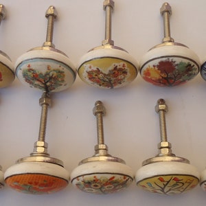 Multi Color Tree Design Ceramic Knobs Kitchen Cabinet Drawer Knobs Hardware Knobs Handmade Knobs ...