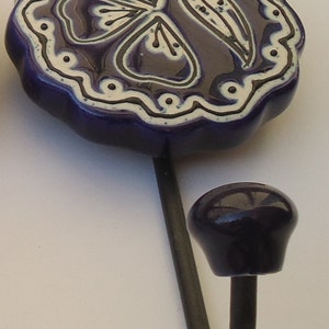 Blue Color Ceramic Wall Hooks Multi Color Handmade Handpainted Cabinet ...
