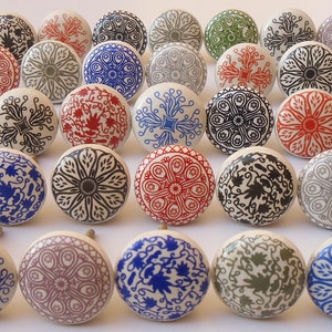 Assorted Flat Ceramic Knobs Multicolor Multidesign Ceramic Door Knobs Kitchen Cabinet Drawer ...