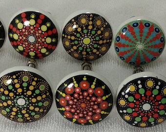 Multi Color Ceramic Knobs Kitchen Cabinet Drawer Knobs Cupboard Knobs Hardware Knobs Handmade ...