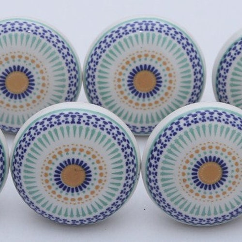 Assorted Flat Ceramic Knobs Multicolor Multidesign Ceramic | Etsy